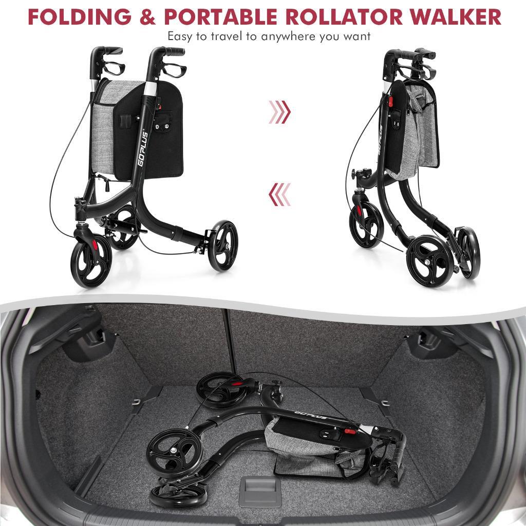 Folding Walking Frame 4WF Rollator Walker Elderly Mobility Aid w ...