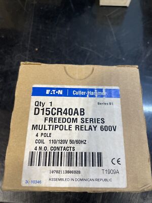 Eaton D15CR40AB Freedom Series Relay 4NO/0NC 120VAC NEW IN BOX | eBay