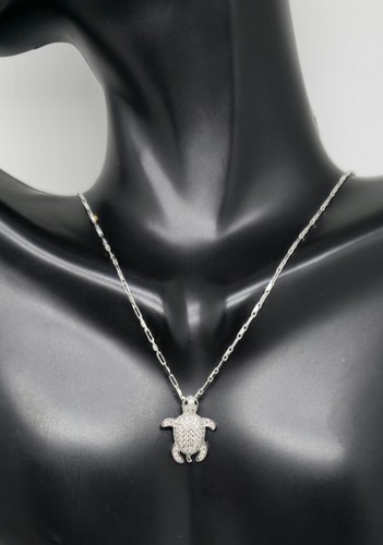 Genuine Real Solid 925 Sterling Silver Small CZ Turtle Girly Chain ...