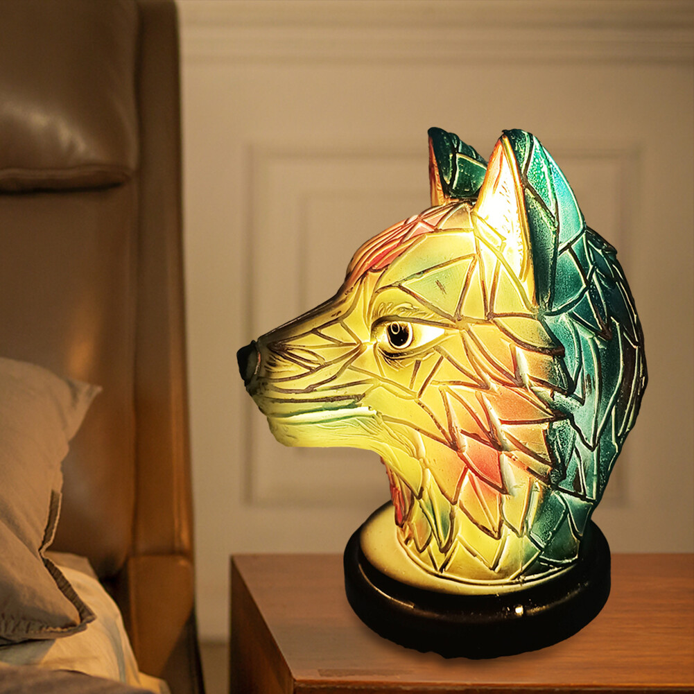Retro Animal Table Light Resin Stained Glass Bedside Light Home ...