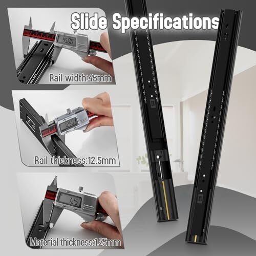 1 Pair Soft Close Drawer Slides Rails 12 14 16 22 Inch Cold Rolled ...