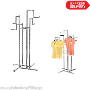 4 WAY ALL STEP ARM CLOTHES RAIL HEAVY DUTY SHOP DISPLAY GARMENT RACK ...