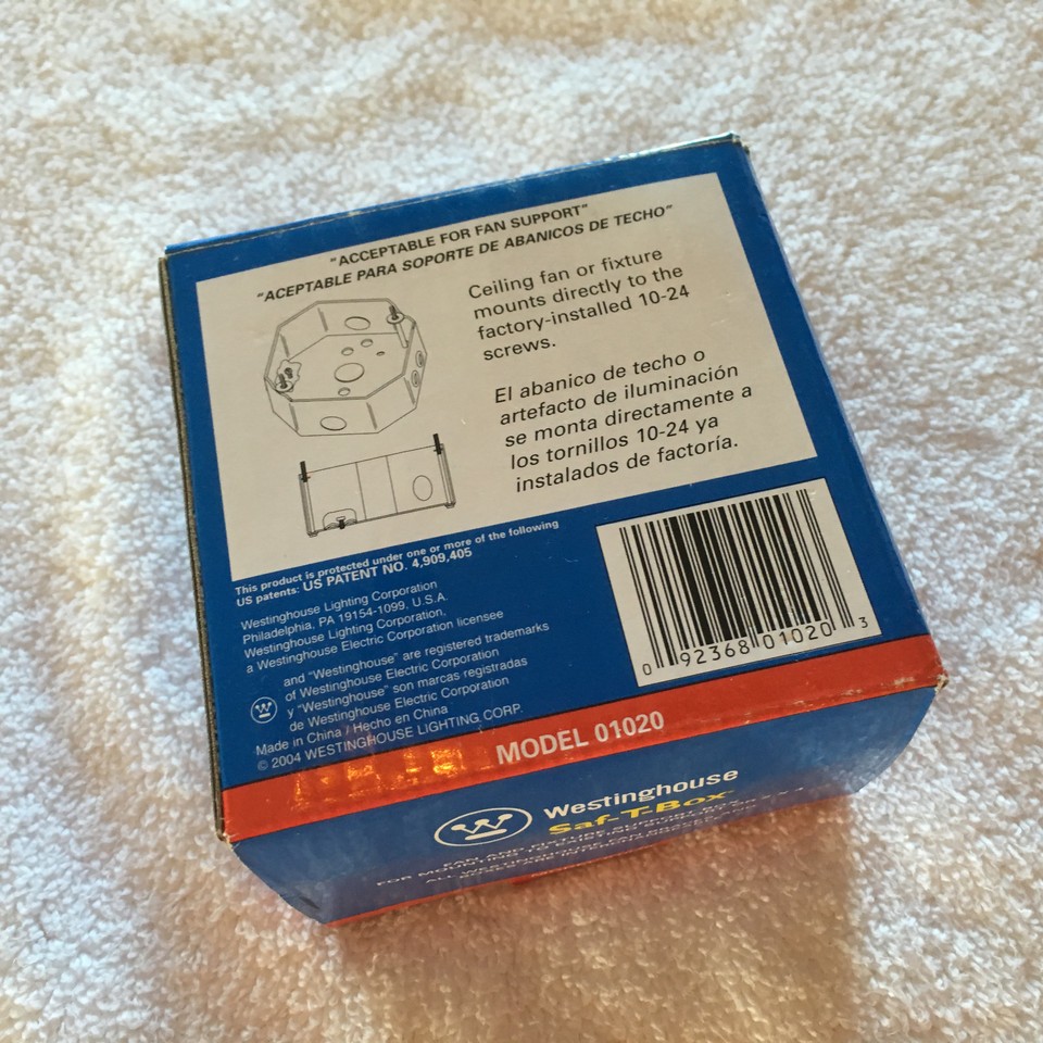WESTINGHOUSE SAF-T-BOX 01020 FAN & FIXTURE SUPPORT BOX 1-1/2" DEEP ...
