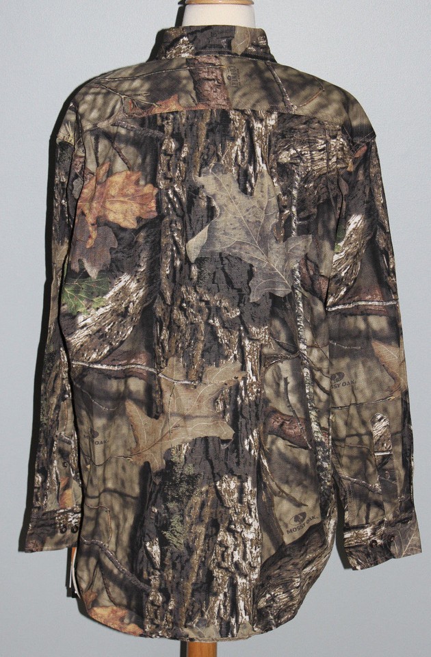 New MOSSY OAK Bushmaster Rip-Stop Button Up Camo Hunting Shirt Size ...