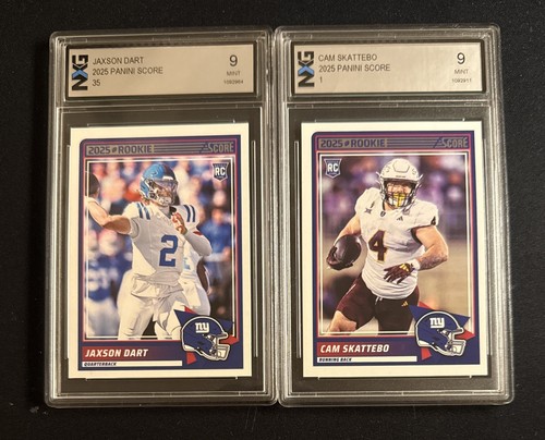 Jaxson Dart 2X Lot: Cam Skattebo Rookie RC Graded NXG 9 / First Giants ...