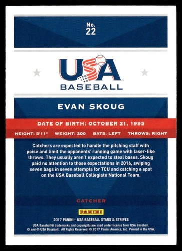 2017 Panini Stars and Stripes Evan Skoug USA #22 | eBay
