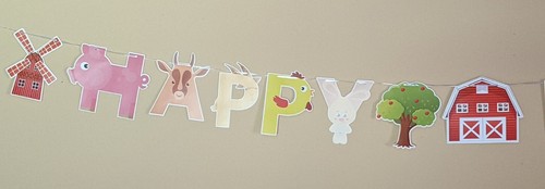 Farm Animals Birthday Party Decorations Happy Birthday String Banner ...