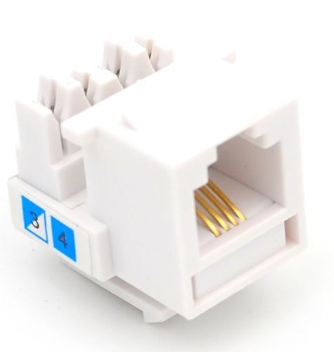 10 Pcs CAT3 RJ11 6P4C Phone Telephone Keystone Jack 110 H-Modular White ...