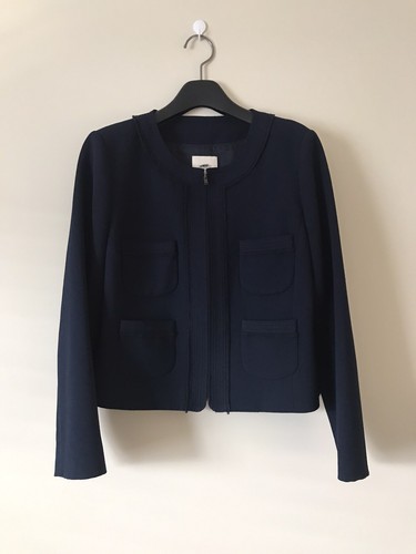 NWOT J Crew Navy Suiting Zip Up Cropped Jacket With Fringe Trim Size 6 ...