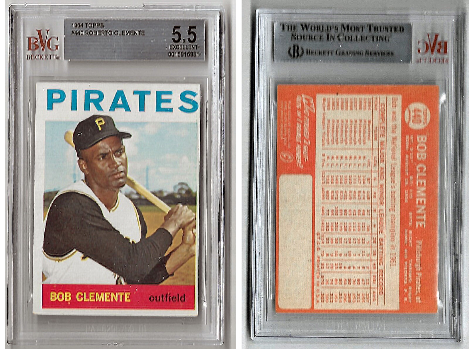 Vintage 1964 Topps #440 Roberto Clemente - Excellent + - BVG 5.5 ...