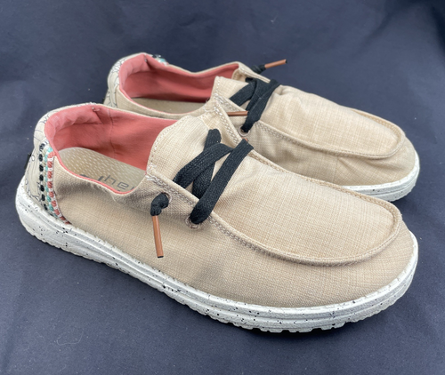 Hey Dude Wendy Rose Flower Low Top Moc Linen Slip On Shoes Women's Size ...