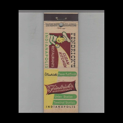 Matchbook Cover Fendrick's Restaurants Indianapolis, IN | eBay