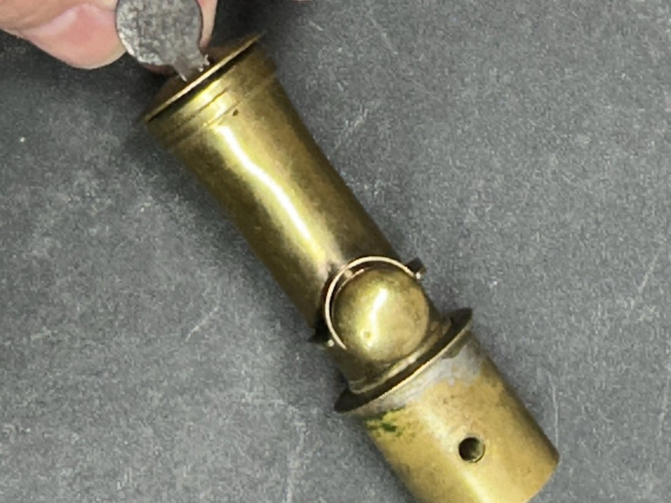 Vintage Solid Brass Irish Bag Shot Black Powder Flask Spout ...