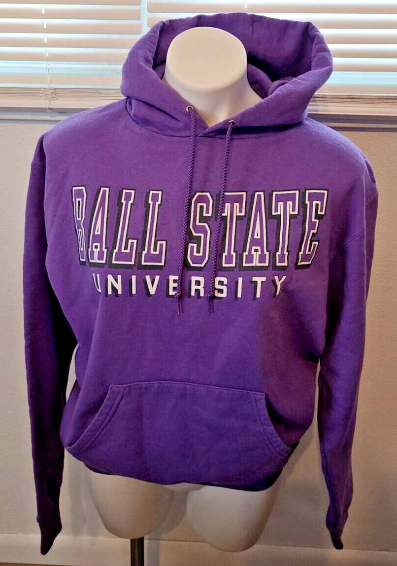Ball State University Hooded Sweatshirt Pullover Purple white lettering ...
