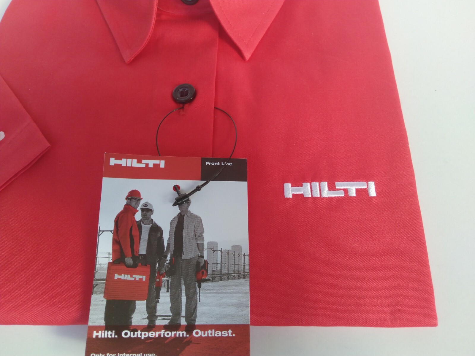 Hilti Trade Business Shirt Button Up Short Sleeve Collar Neck Red Size ...