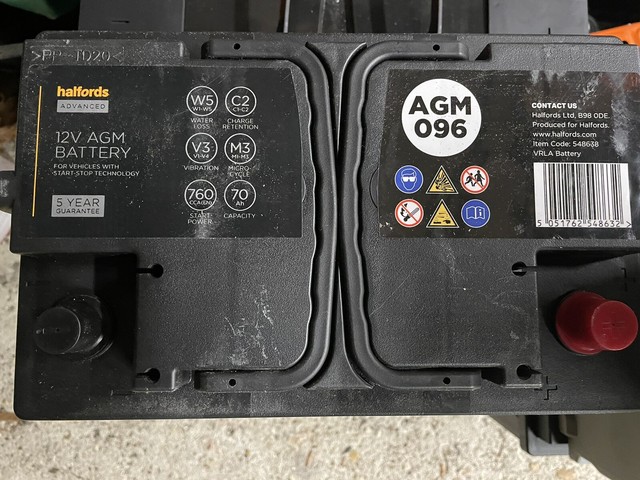 Halfords Start Stop AGM Car Battery 096 12v 70ah 760cca MERCEDES BMW VW ...