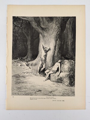 1892 Antique Engraving Print Gustave Dore Angels Adam Eve 13x9.75 ...