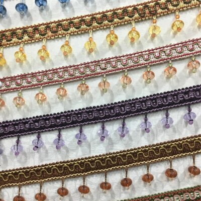 6 YARDS / 20 COLORS / MALTAS Beaded Ball Tassel Fringe Trim / Drapery ...