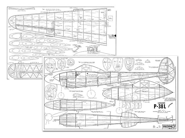Lockheed P-38L Lightning 94" Wingspan RC Model Airplane Plans PRINTED ...