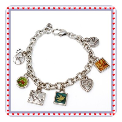 Brighton Peace Charming World Flower Dove Bird Hearat Charm Bracelet | eBay