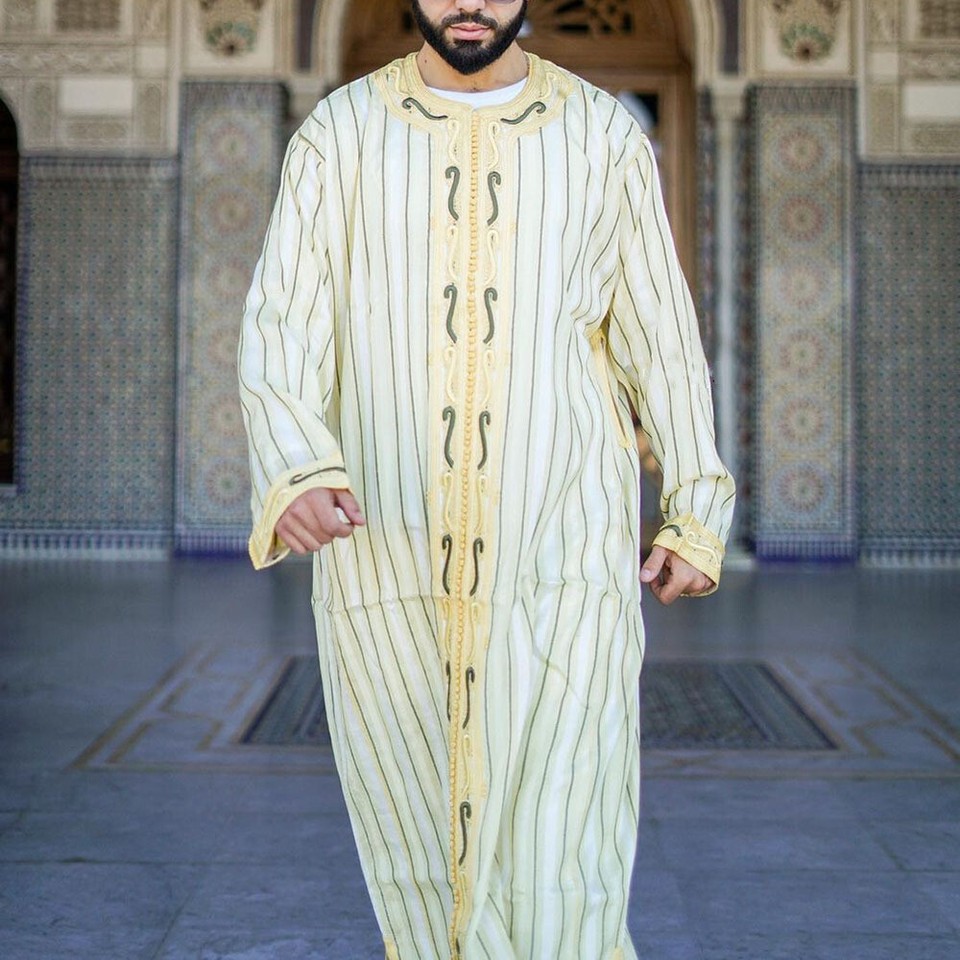 Men's Long Sleeve Muslim Clothing Saudi Jubba Arab Kaftan Thobe Long ...
