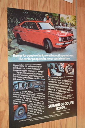 1973 SUBARU GL COUPE ORIGINAL ADVERTISEMENT AD PRINT 73 | eBay