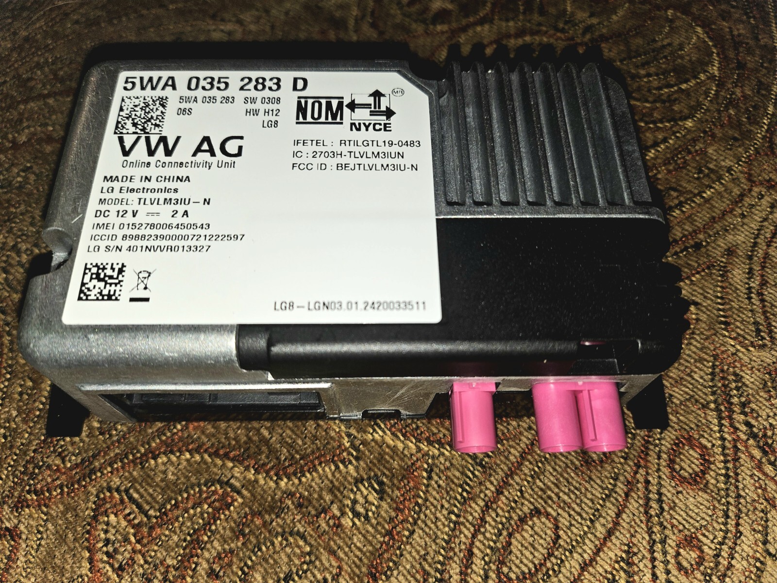 2020 Volkswagen Atlas Jetta GLI Communication Control Module 5wa-035 ...