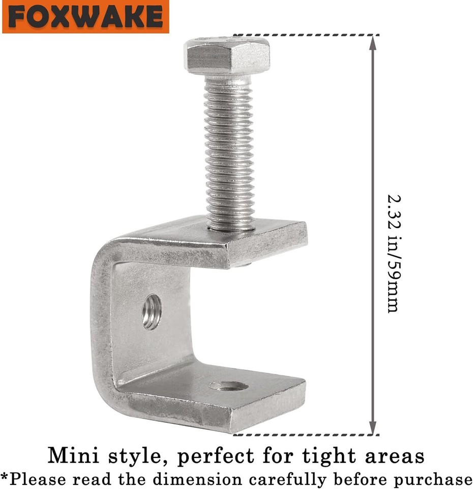 Foxwake Mini C Clamps Stainless Steel 0.83 Inch for Working, Heavy Duty ...