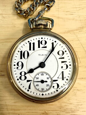 1921 Elgin Father Time Grade 454 Model 15 16s 21j RR Pocket Watch Runs ...