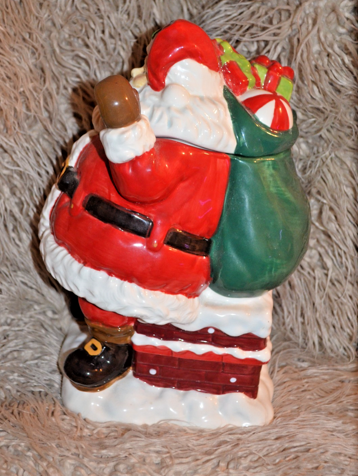 Santa Cookie Jar With a Bag of Toys On A Roof Top 12” X 8” New! | eBay UK