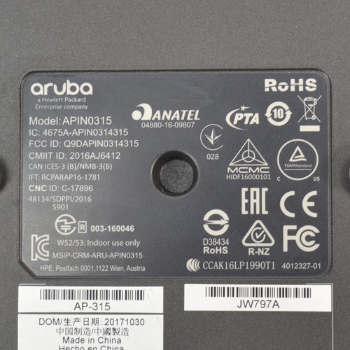 (Lot of 2) Aruba APIN0315 AP-315 Wireless Access Point Managed 2.4/5Ghz ...