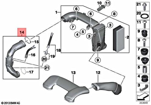 Genuine BMW F15 SUV Intake Silencer Filtered Air Pipe OEM 13718574785 ...