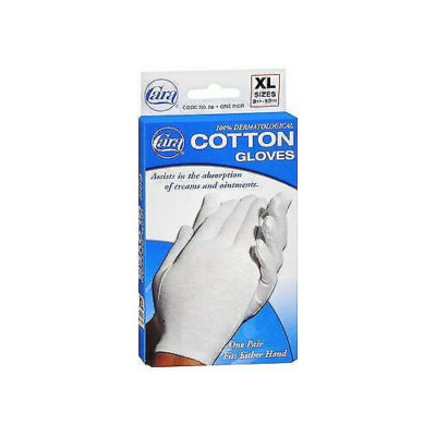 Cara 100% Dermatological Cotton Gloves Fits Either Hands XL Sizes 1 ...