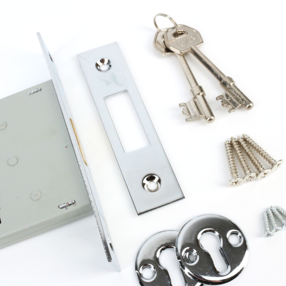 UNIVERSAL SILVER 3 LEVER DEADLOCK 2.5" Mortice Door Bolt Rim Internal ...