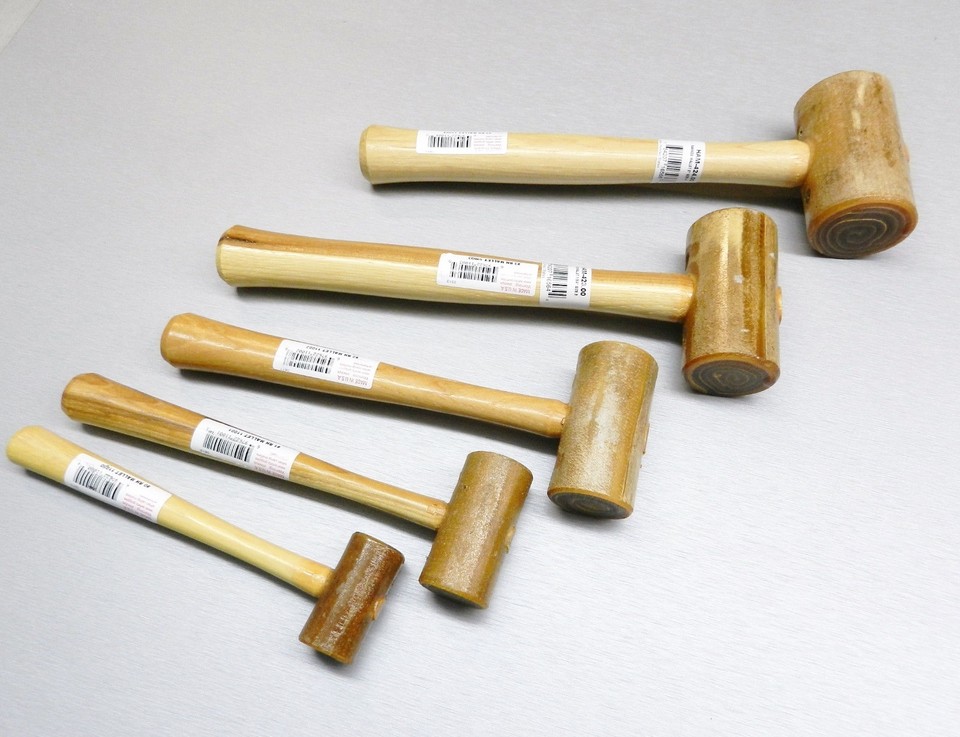 5 Rawhide Mallets Jewelry Wood Leather Metalsmith & Crafts Work Set ...