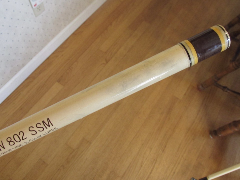 Vintage MITCHELL 2pc 8ft SURF/SALMON Fiberglass Spinning Rod Insert ...