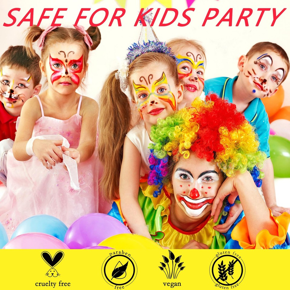 Wismee Clown White Black Red Face Body Paint，Clown Makeup Kit，Joker ...
