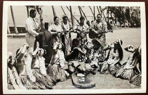 HI Hawaii Hawaiian Islands RPPC; Pounding & Eating Poi While Music ...