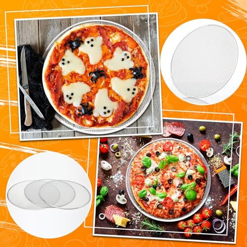5 Pcs 14 Inch Pizza Pan with Holes Aluminum Mesh Pizza Screen Seamless ...