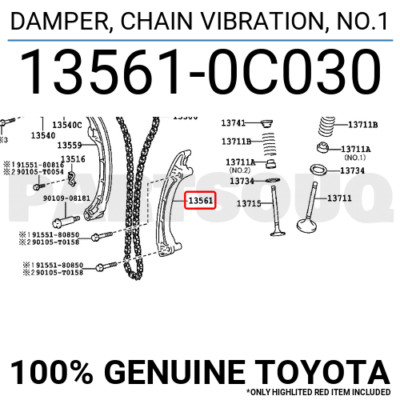 135610C030 Genuine Toyota DAMPER, CHAIN VIBRATION, NO.1 13561-0C030 | eBay