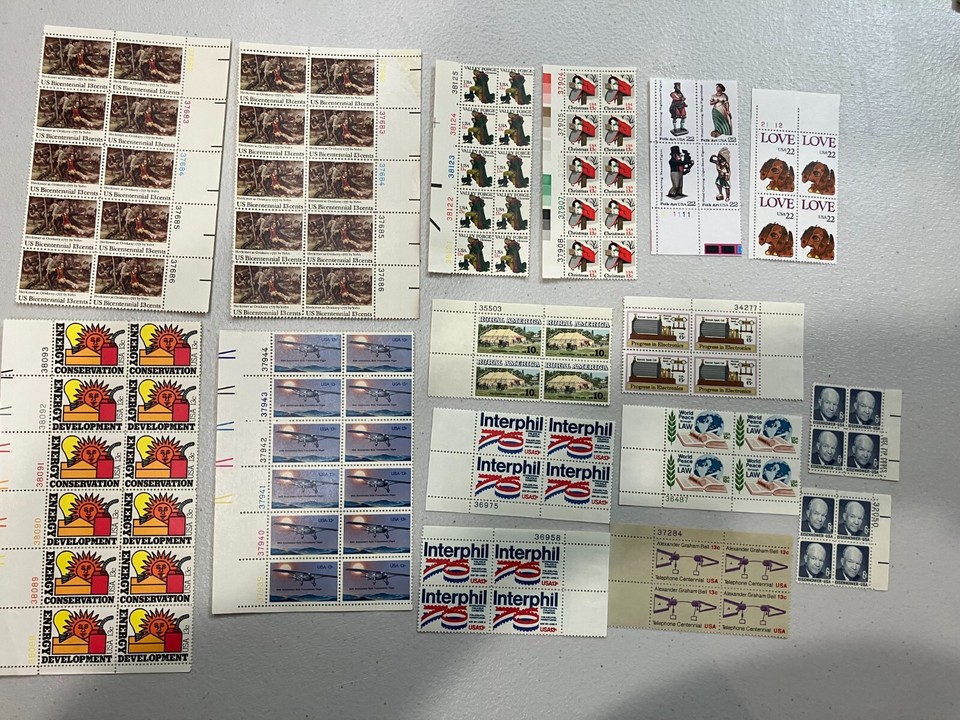 Massive collection of US plate block and full sheet stamps, mint ...