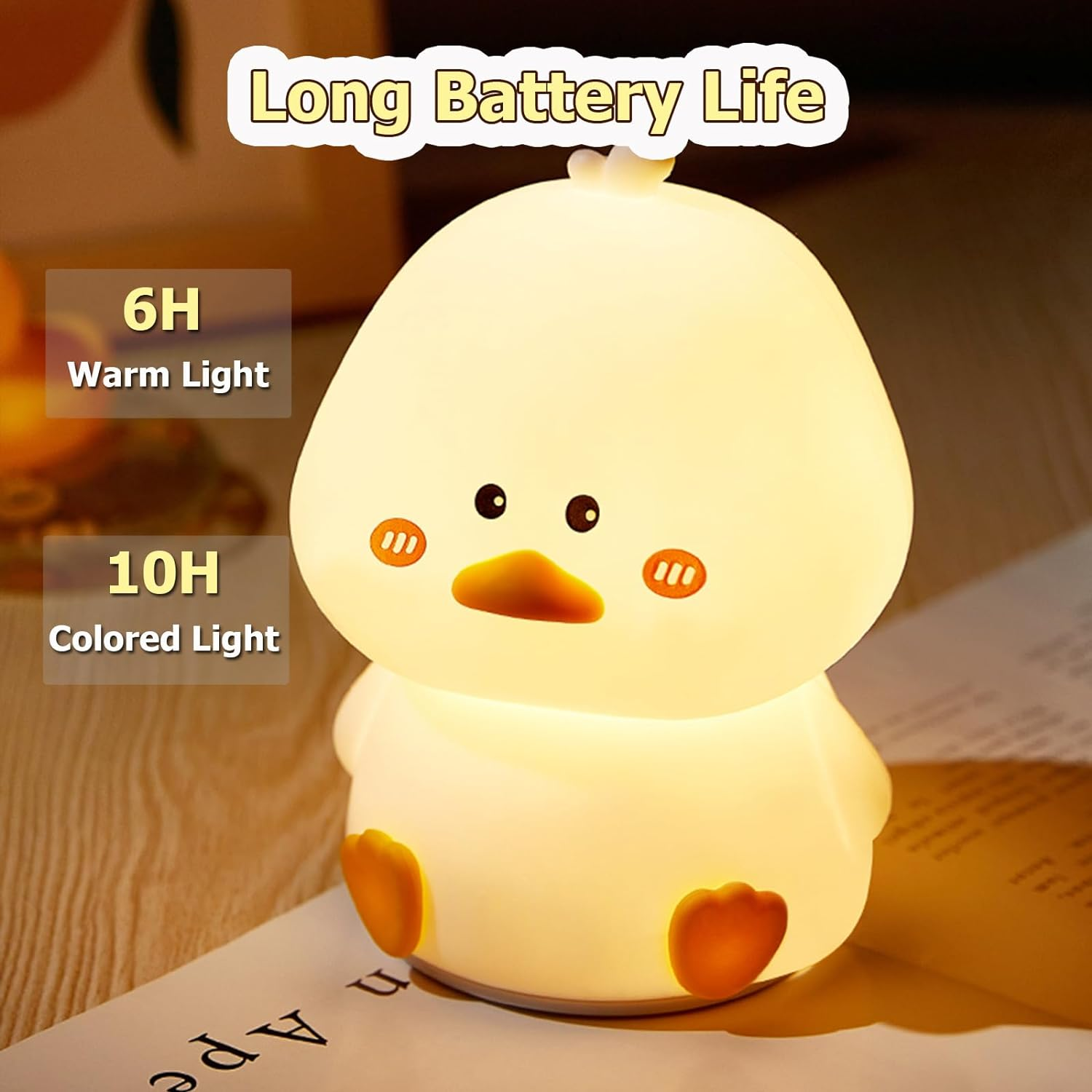 Cute Duck Night Light Kids, 7Colors Soft Silicone LED Lamp, Baby Duck ...