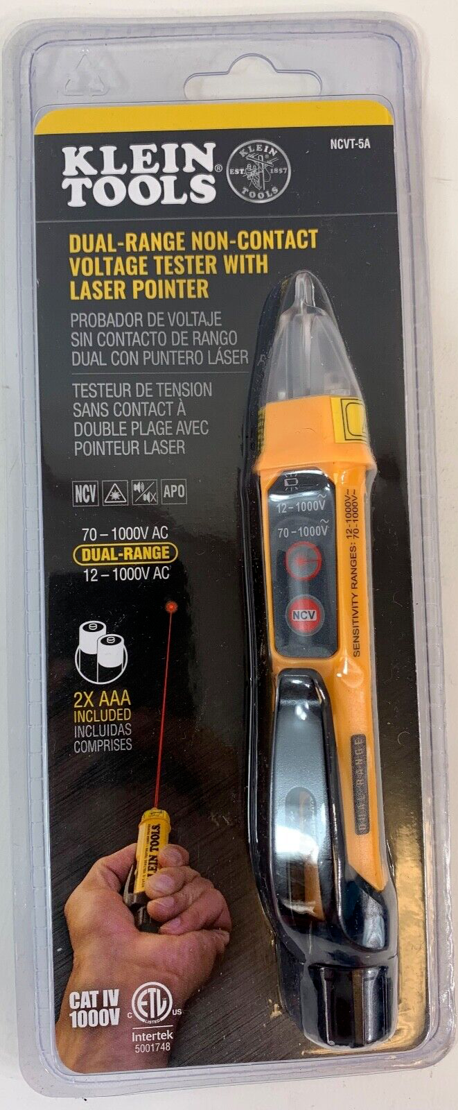 Klein Tools NCVT-5A Dual Range Non-Contact Voltage Tester With Laser ...