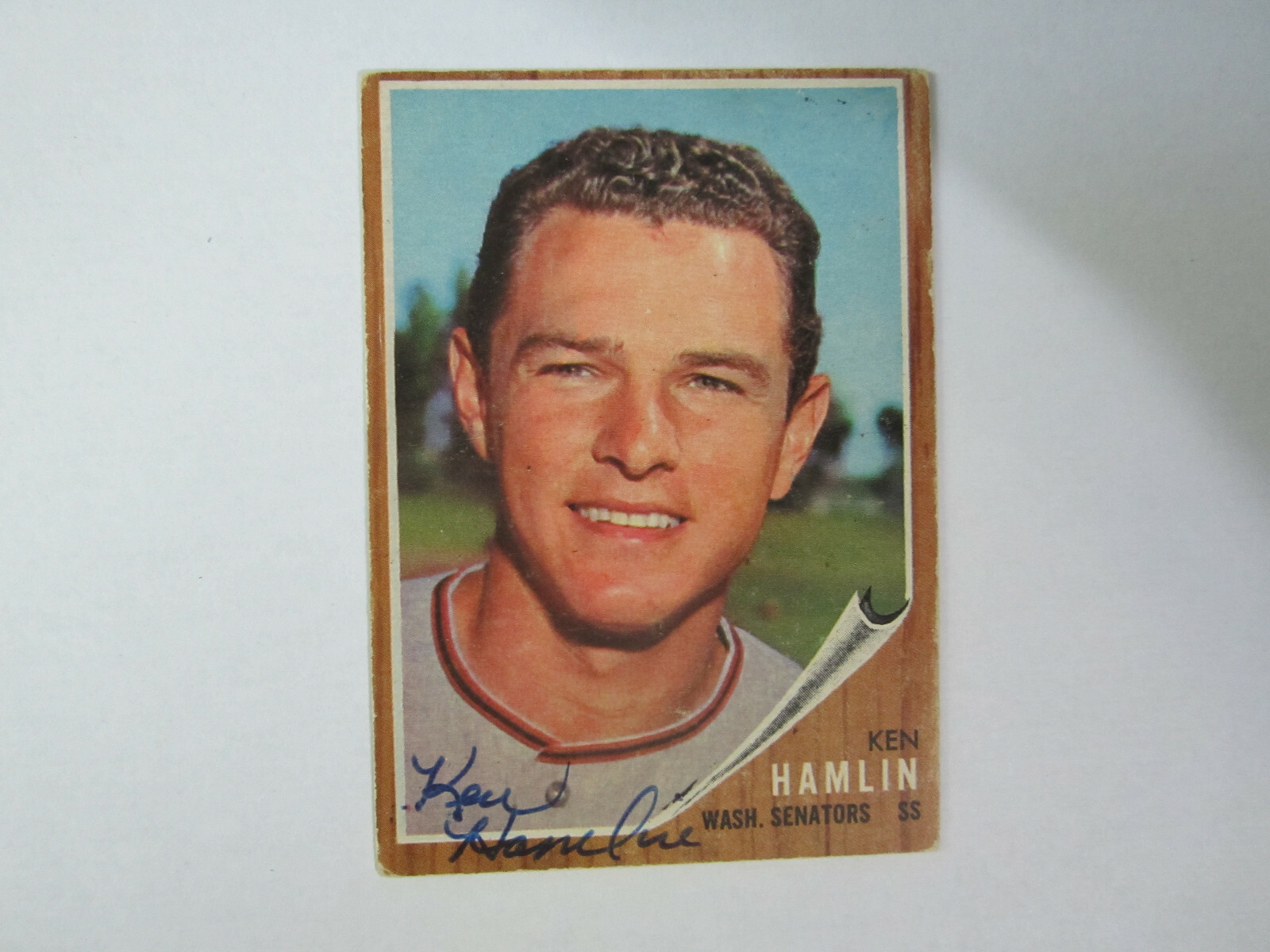 1962 Topps # 296 Ken Hamlin Autograph / Signed card (M) Washington ...
