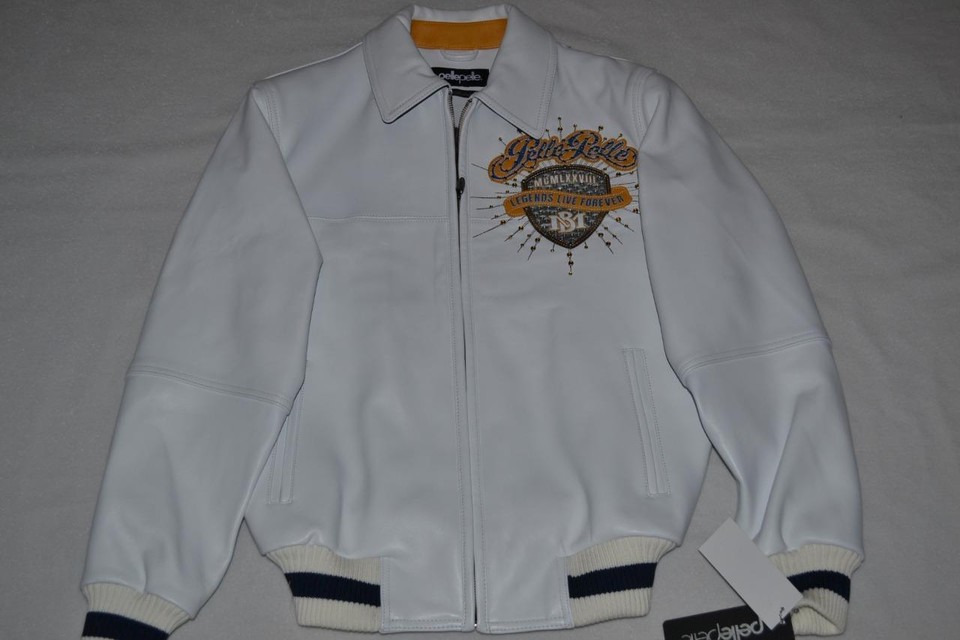 Pelle Pelle Men's LEATHER Jacket LEGEND LIVE FOREVER WHITE All SIzes ...