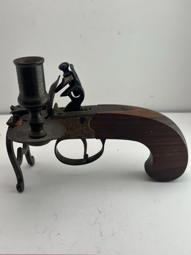 Vintage Flintlock Tinder Box Lighter Candle Holder Made In Italy Wood ...