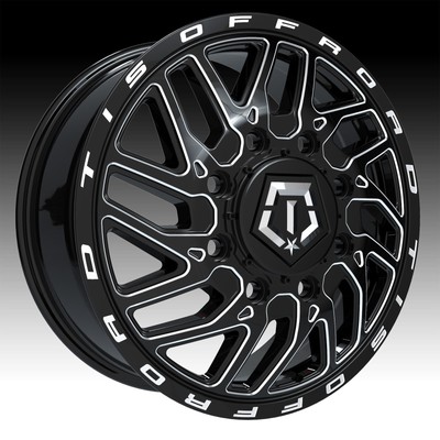 TIS 544BM Dually Gloss Black Milled 22x8.25 8x6.5 127mm (544BM-22899FS ...