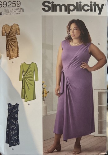 Simplicity 9259 Knit Wrap Dress Sewing Pattern Plus Size 26W-32W Uncut ...