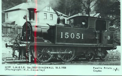 Drummond LMS 0F 0-4-4T 15051 Dingwall 1928 Pamlin repro photo postcard ...