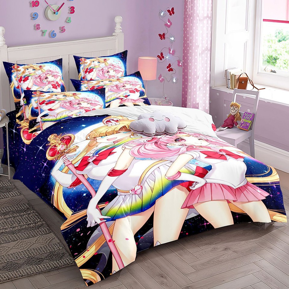 Sailor Moon Cartoon Quilt Bett bezug Bettwäsche Set Einzel Doppel | eBay.de